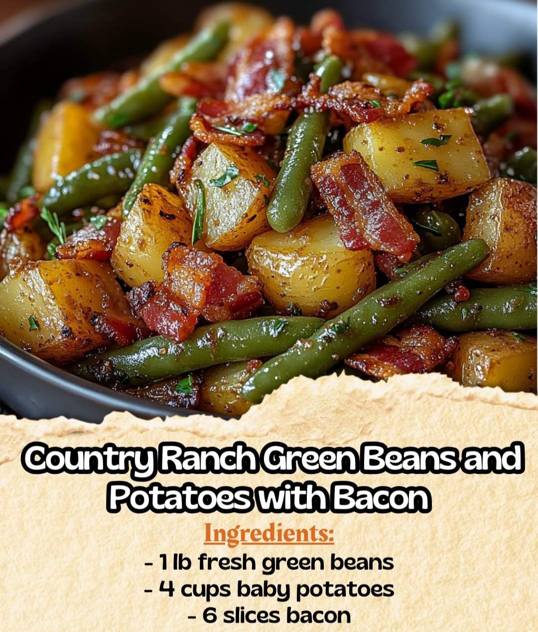 Country Ranch Green Beans and Potatoes with Bacon - Junior Daily Recipes